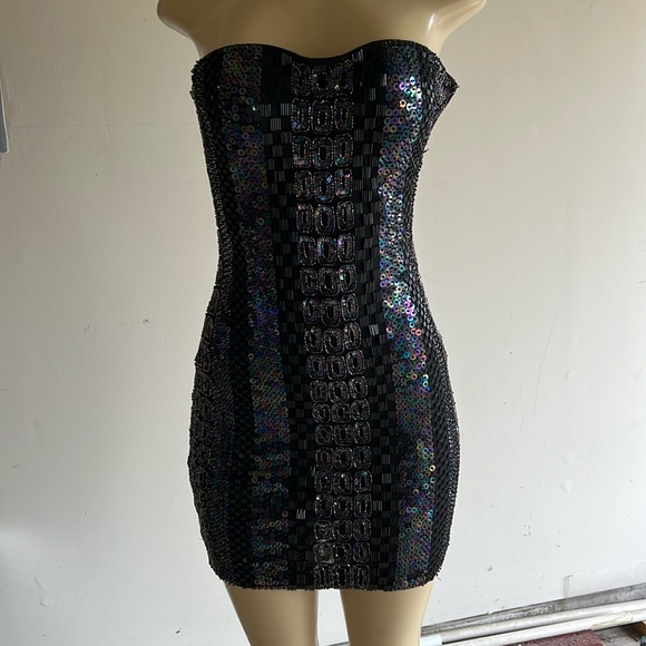 bebe | Dresses | Bebe Sequin Black Mini Dress | Poshmark